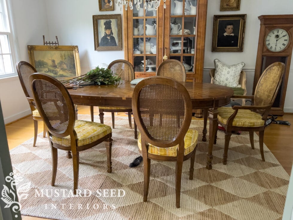 the vintage Drexel dining set & recovering a chair seat | Miss Mustard Seed