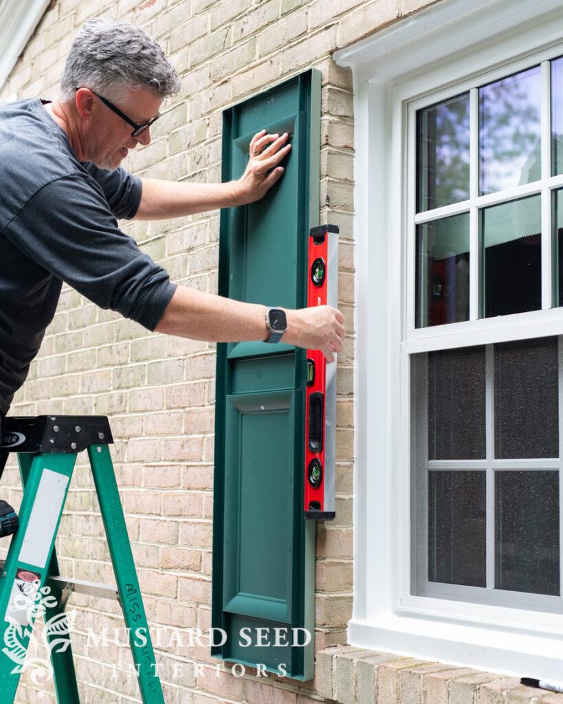 how to install vinyl shutters on brick | tutorial | Miss Mustard Seed